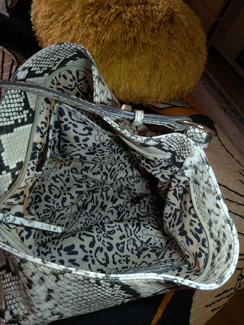 Jessica Simpson | Bags | Jessica Simpson Black And White Pythonprint ...